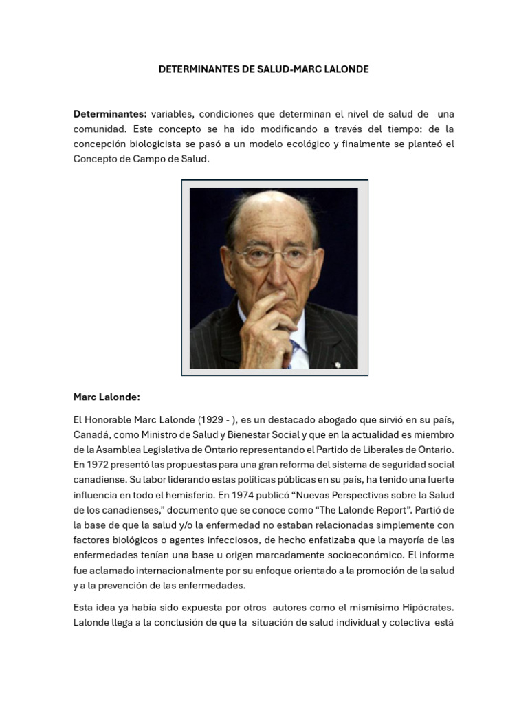 Determintes de La Salud Marc Lalonde | PDF