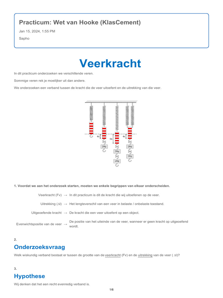 Practicum Wet Van Hooke (KlasCement) Sapho | PDF