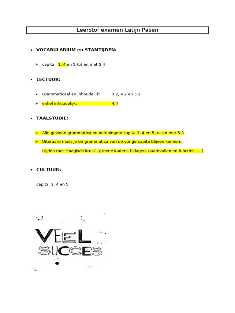 Leerstof Examen Latijn Pasen - Docx 2023 | PDF