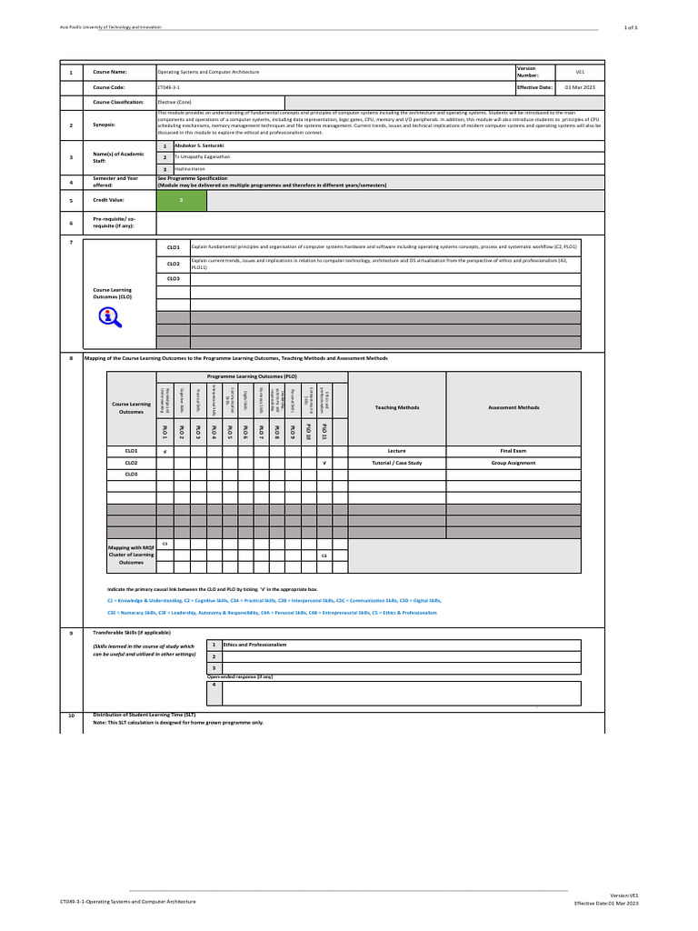 CT049-3-1 Operating Systems and Computer Architecture (VE1) 1 March 2023 | PDF | Operating ...