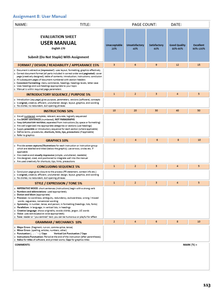 Rubric - User Manual | PDF