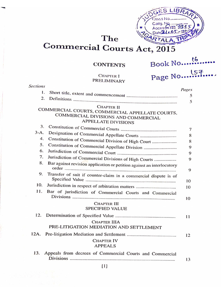 Commercial Courts Act, 2015-2 | PDF