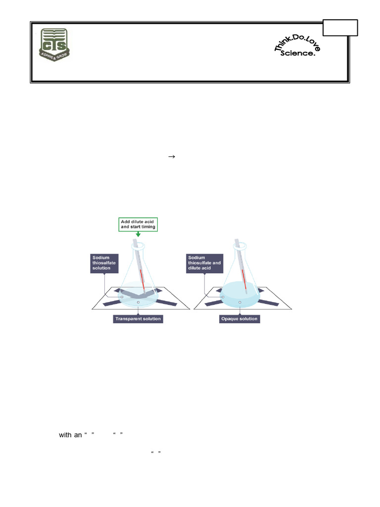 Rates of Reaction Practical Answers | PDF