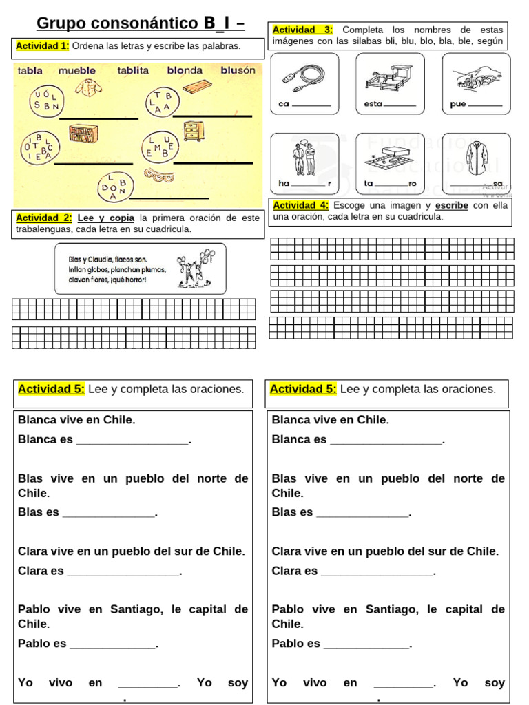 B - L - BL.: Grupo Consonántico | PDF