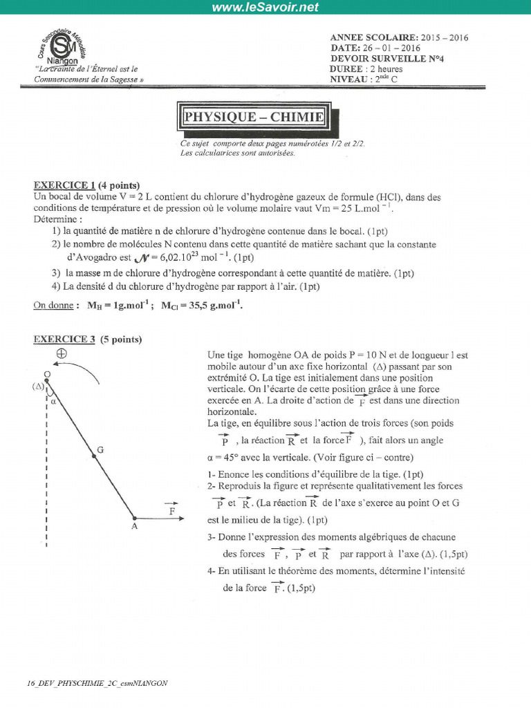 16 DEV PHYSCHIMIE 2C csmNIANGON | PDF