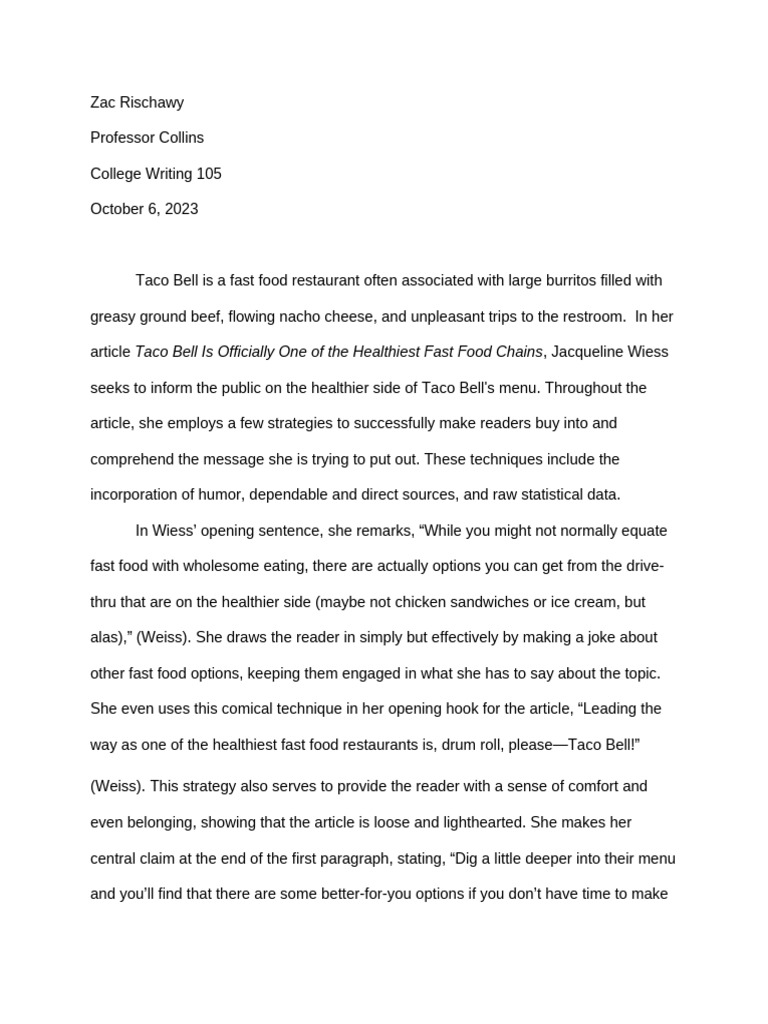 Rhetorical Analysis (Final Draft) | PDF