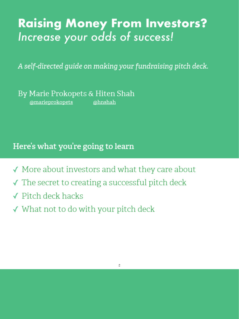 Marie and Hiten's Pitch Deck Workshop | PDF