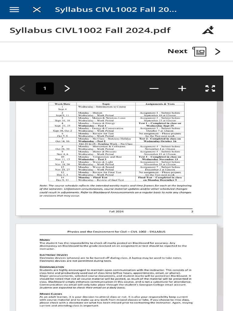 Syllabus CIVL1002 Fall 2024.pdf: Course Essentials | PDF