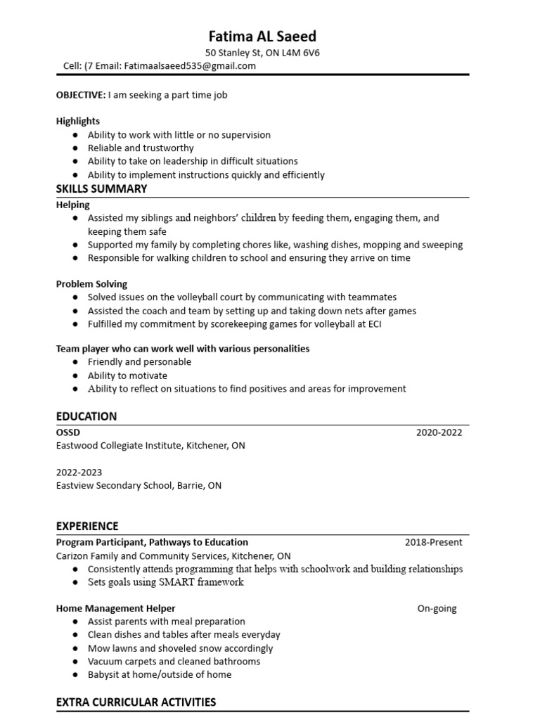Fatima Resume | PDF