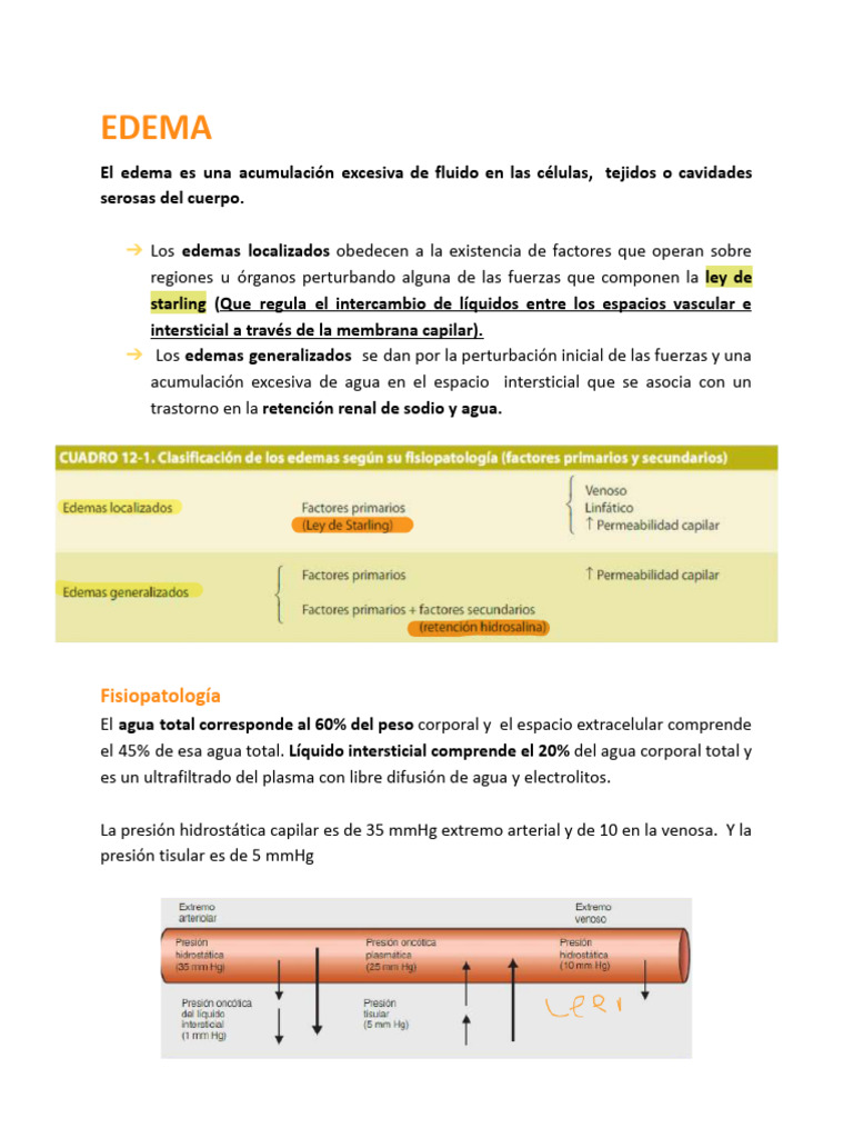 Clasificación y características del edema | PDF | Edema | Ciencia y ...