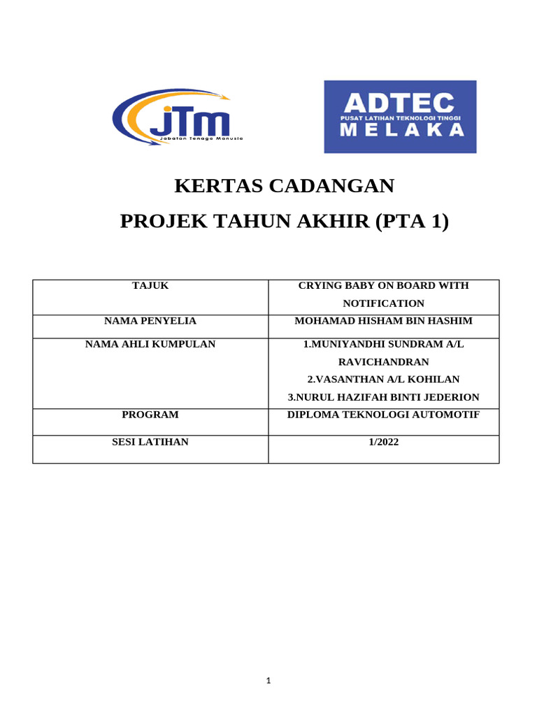 Pta 1 Proposal 1 | PDF