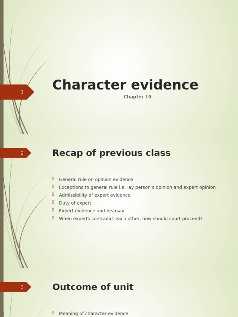 Character Evidence | PDF | Evidence (Law) | Witness