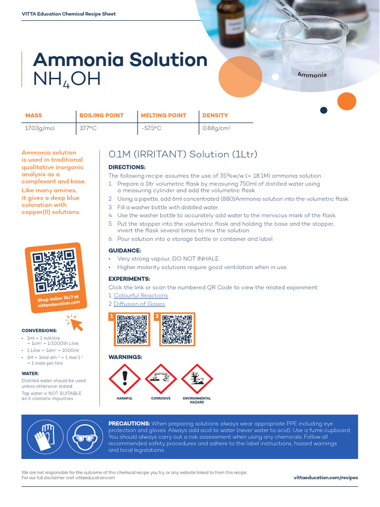 2023 Chemical-Recipe Ammonia-Solution A4 | PDF