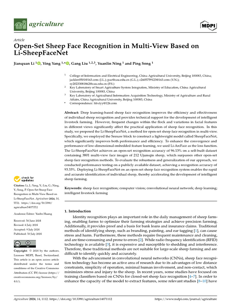 2024 Open-Set Sheep Face Recolkn | PDF 2024 Open-Set Sheep Face Recolkn | PDF