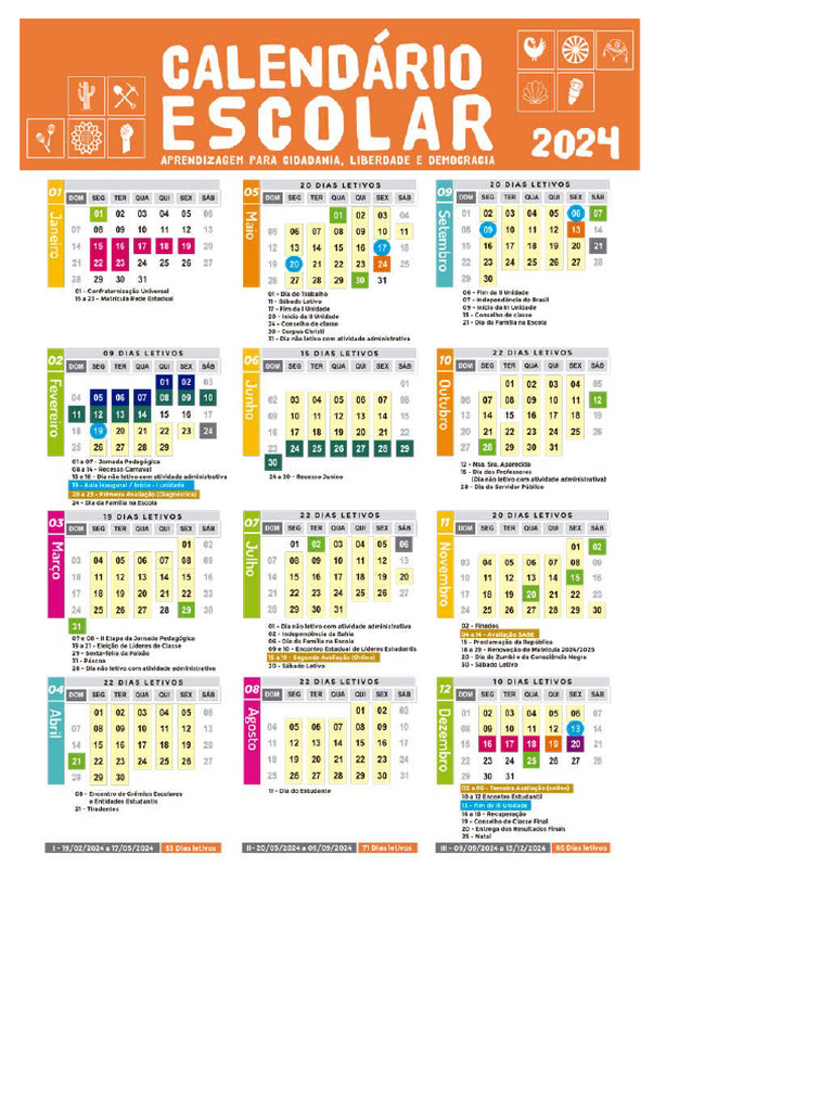 Calendário Escolar 2024 | PDF