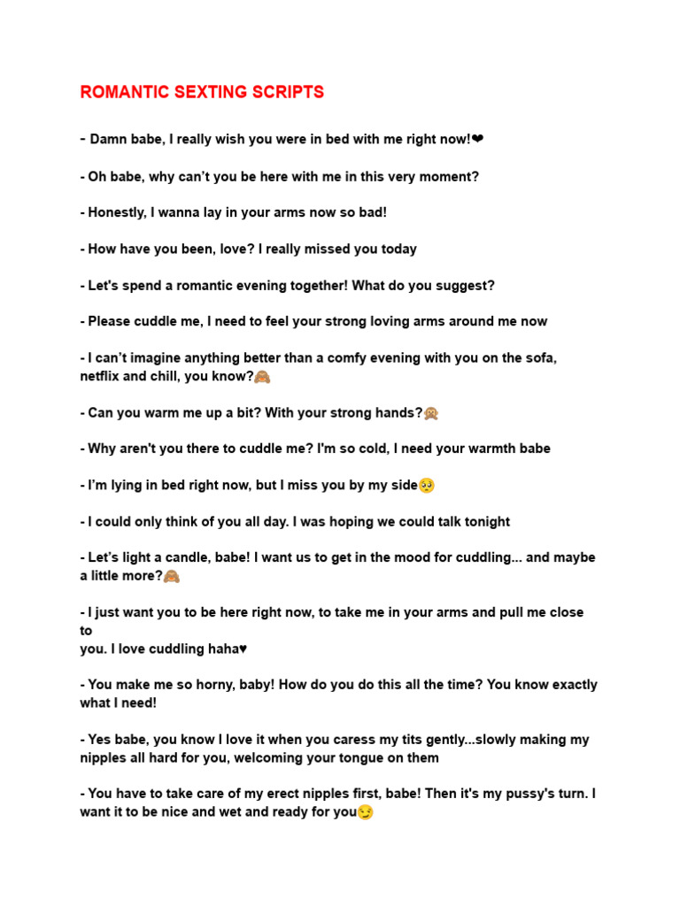 Romantic Sexting Scripts | PDF
