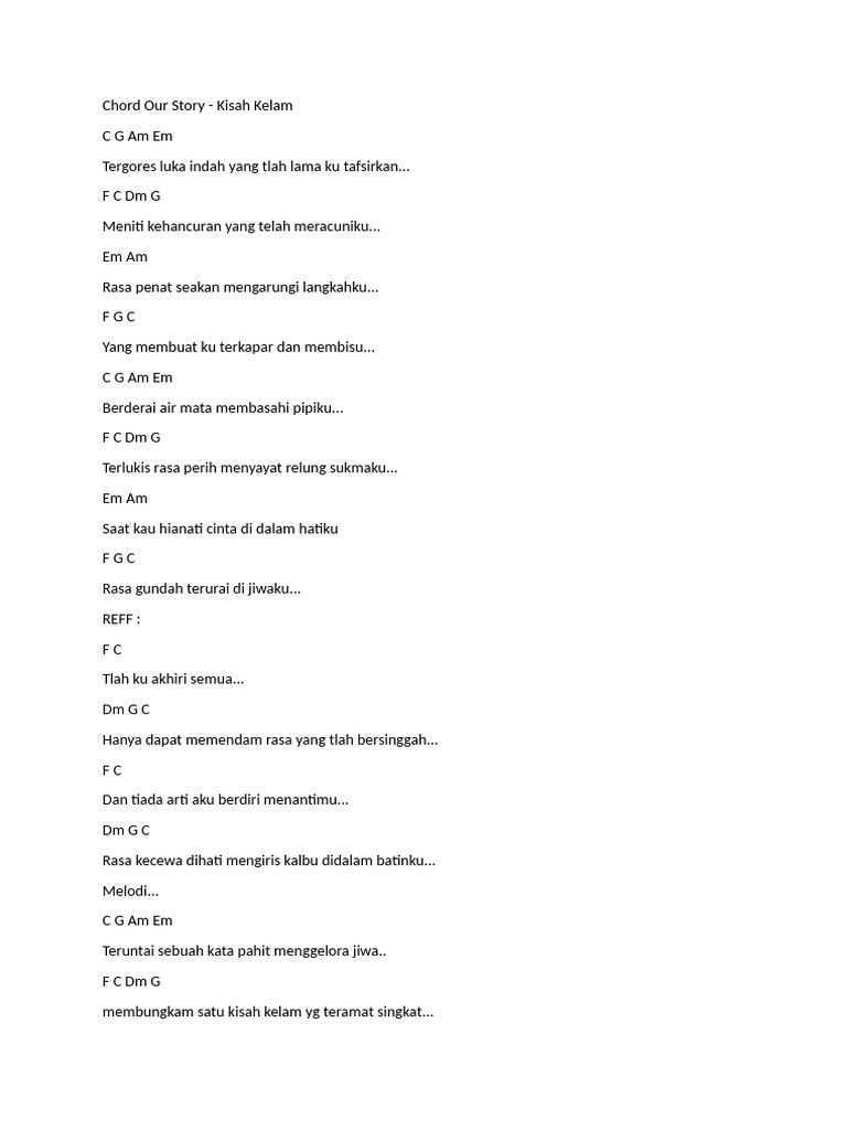 Chord Our Story - Kisah Kelam | PDF