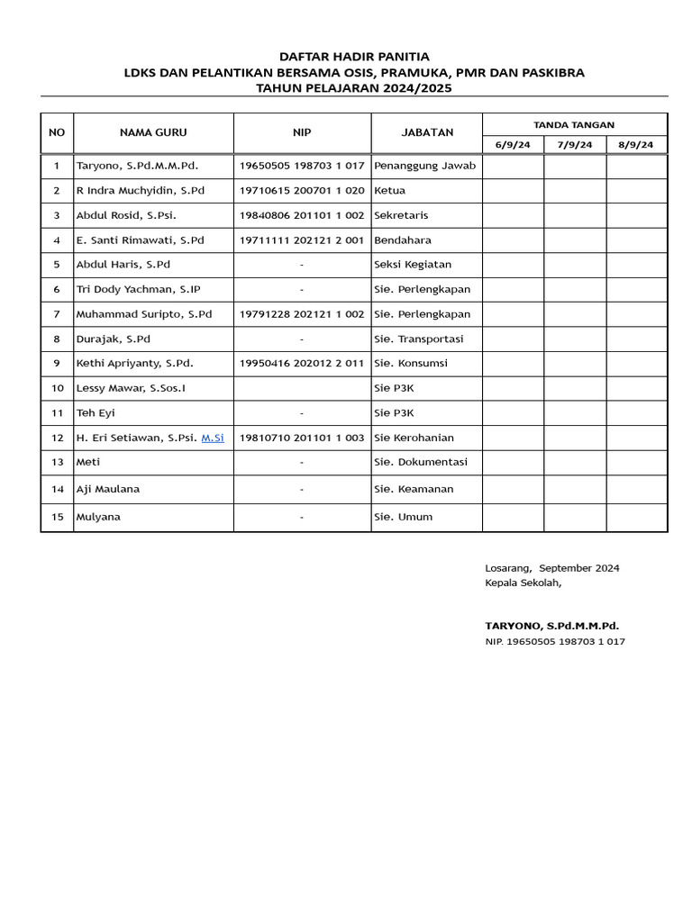 Panitia LDKS 2024 | PDF