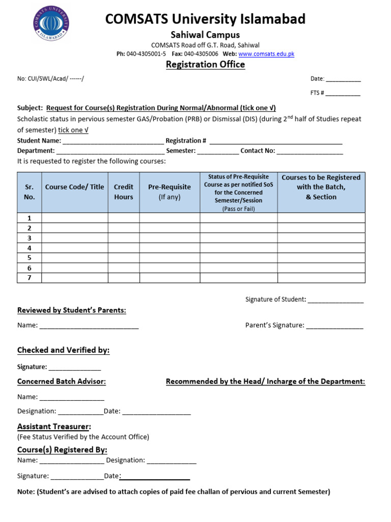2409-05. Student Registration Form (Updated Version) | PDF