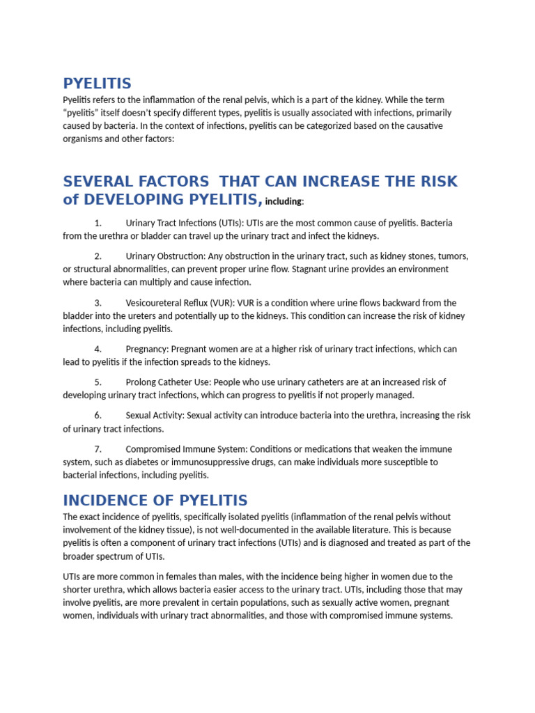 PYELITIS - Group 1 | PDF | Urinary Tract Infection | Self-Improvement