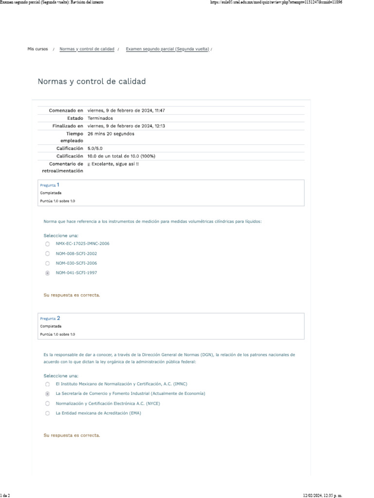 Examen Segundo Parcial (Segunda Vuelta) - Revisión Del Intento | PDF