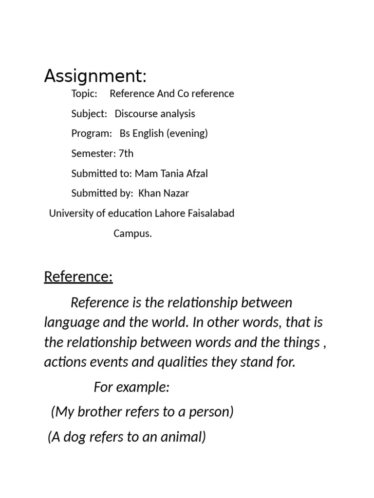 Assignment:: Reference | PDF