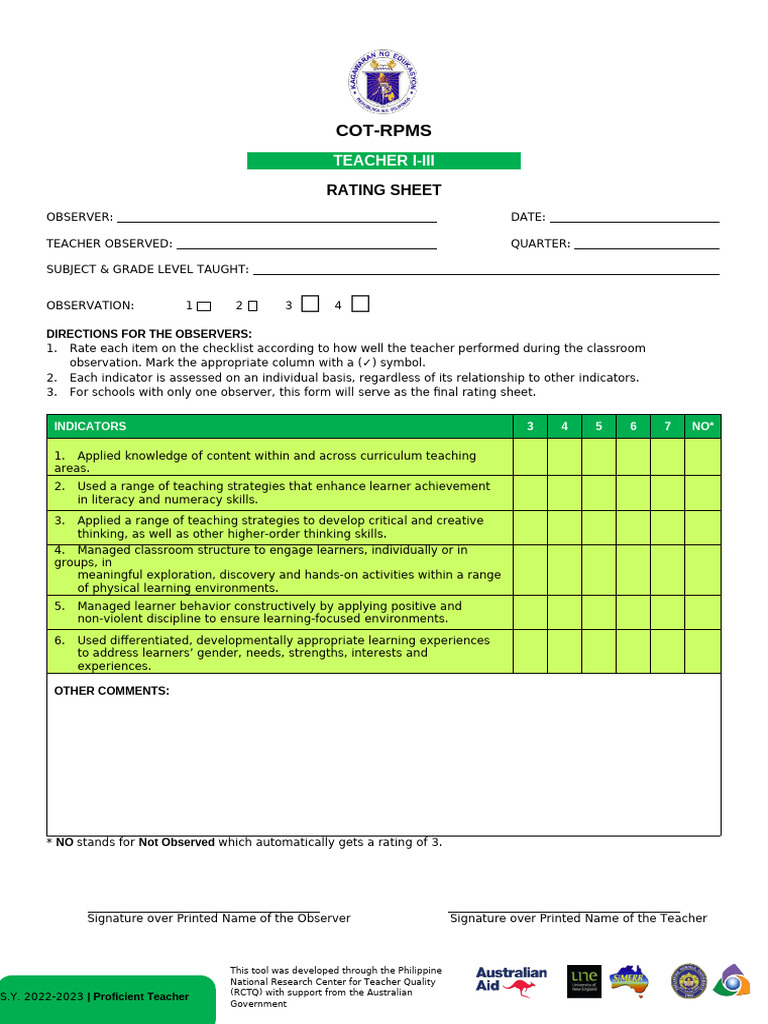 Cot Form | PDF