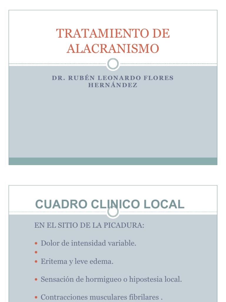 Tratamiento de Alacranismo | PDF | Medicina CLINICA | Especialidades ...