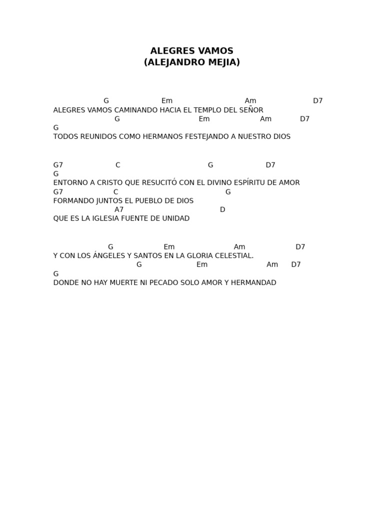 Alegres Vamos Canto de Entrada | PDF