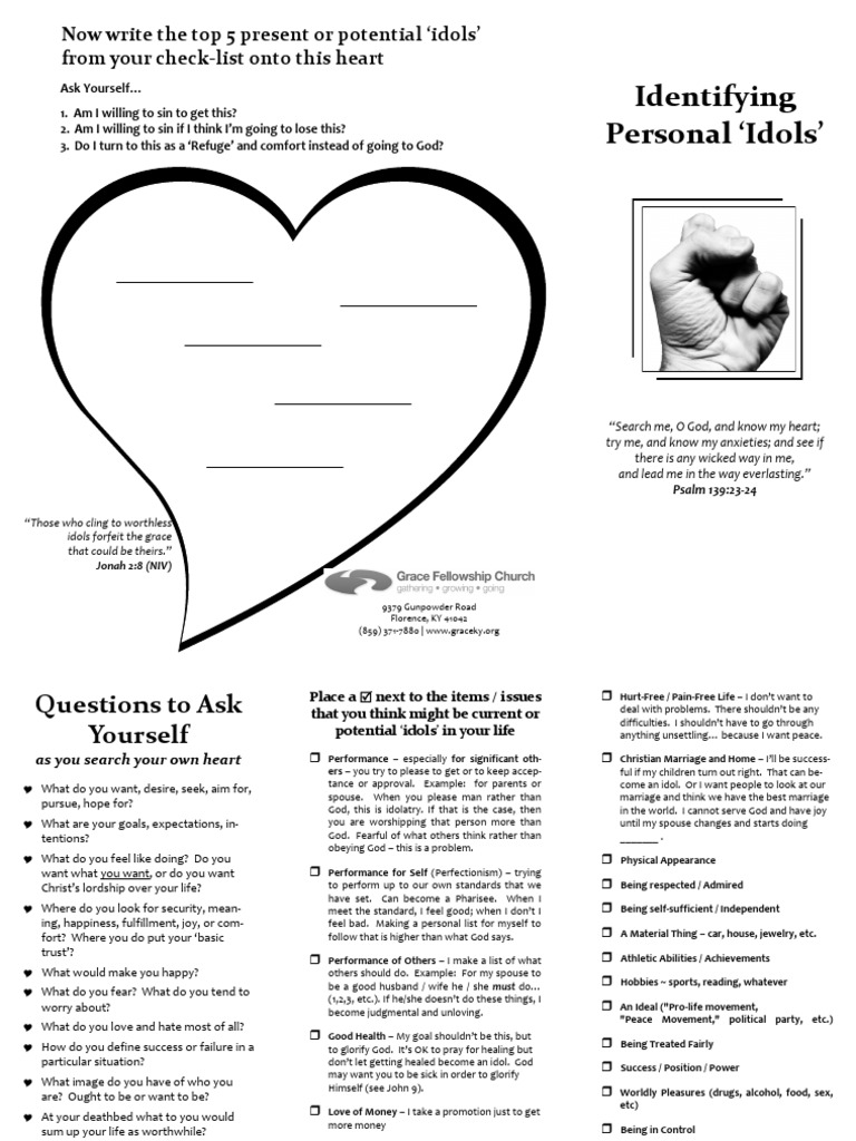 Identifying Idols Trifold 1 | PDF | Religious Belief And Doctrine ...