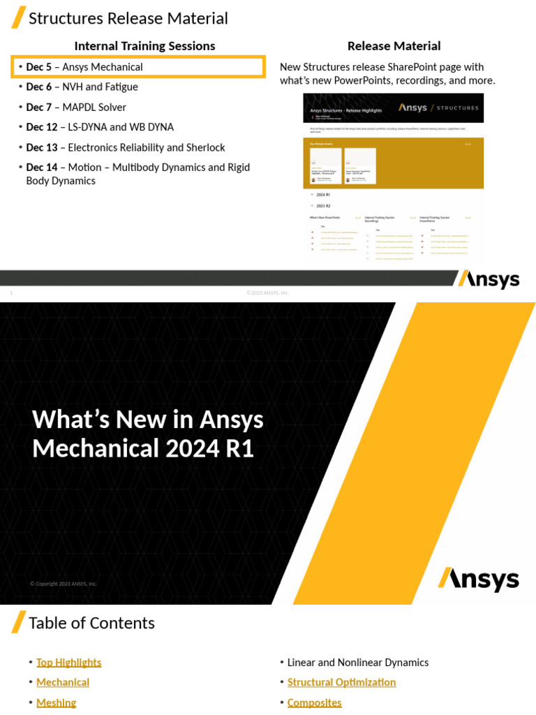 2024 R1 Ansys Mechanical 1 Internal Training Powerpoint | PDF