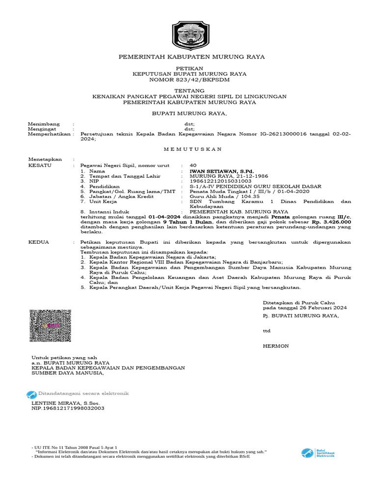 SK IIIc Iwan Setiawan | PDF