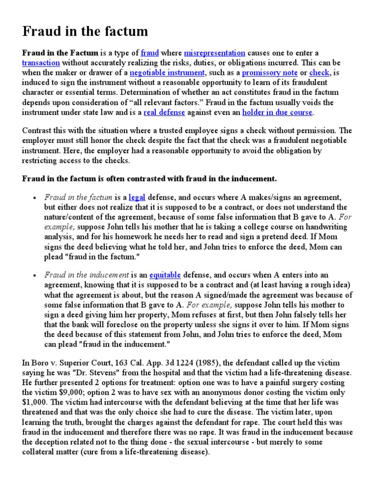 Fraud in The Factum | PDF | Specific Performance | Civil Law (Common Law)