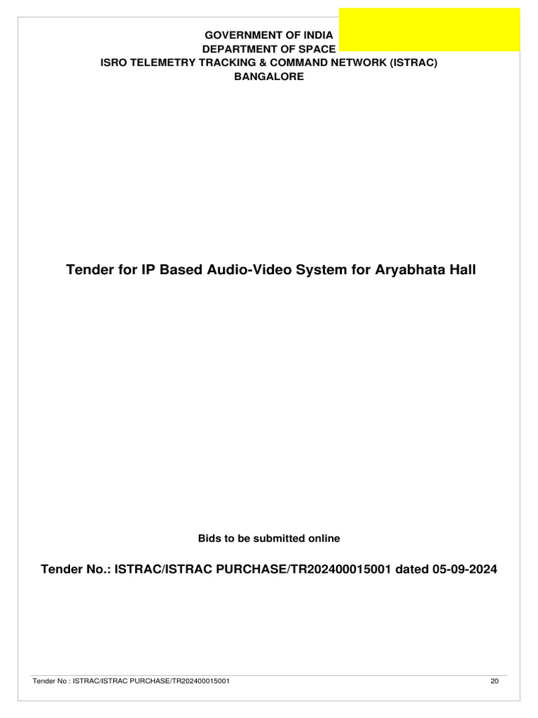ISRO Tender: IP Audio-Video System | PDF | Specification (Technical ...