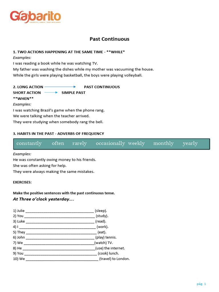 Fun Past Continuous PDF | PDF