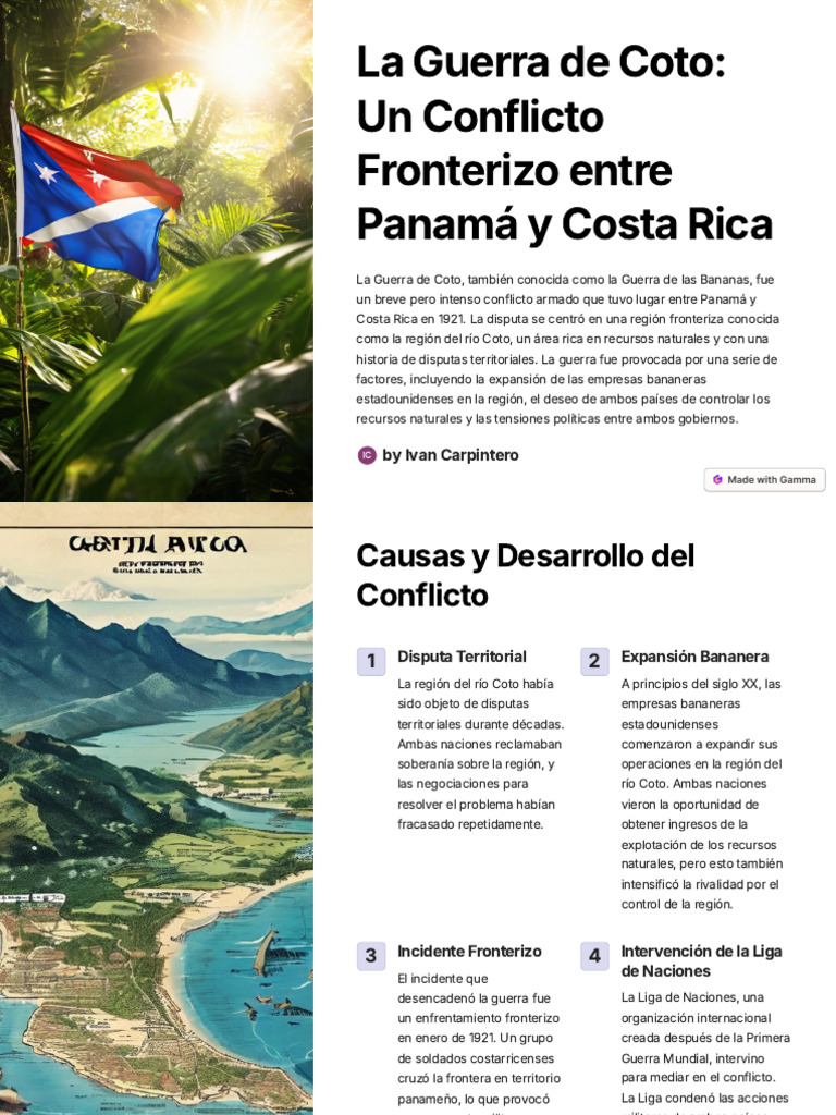 La Guerra de Coto Un Conflicto Fronterizo Entre Panama y Costa Rica ...