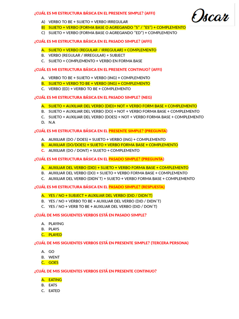 Prueba de Gramatica | PDF