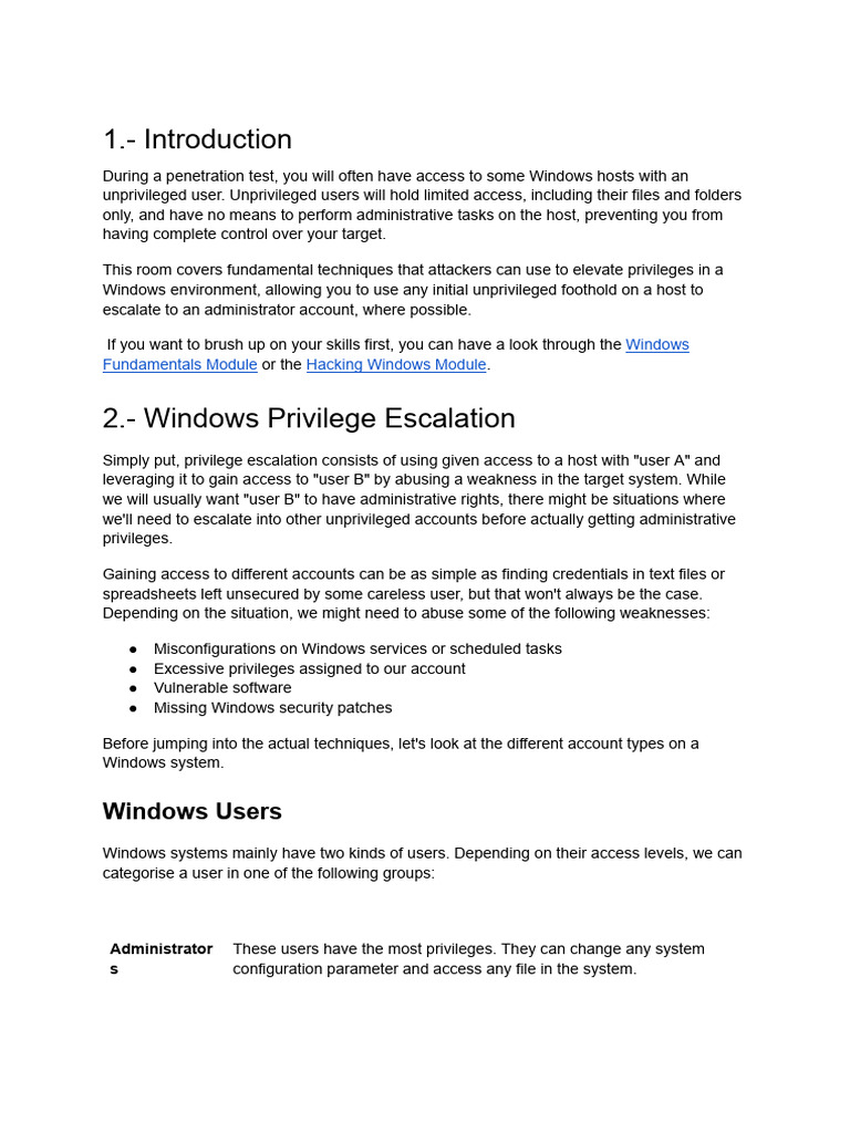 Windows Privilege Escalation | PDF
