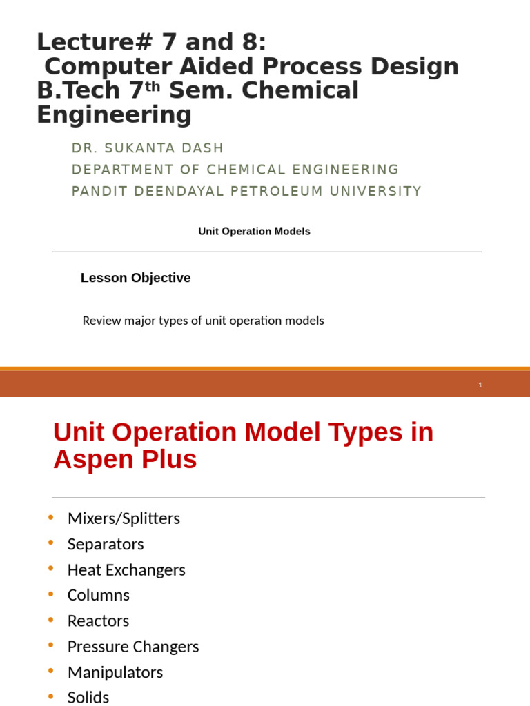 CAPD-Unit-1-lect-7-8-Unit Operation Models | PDF