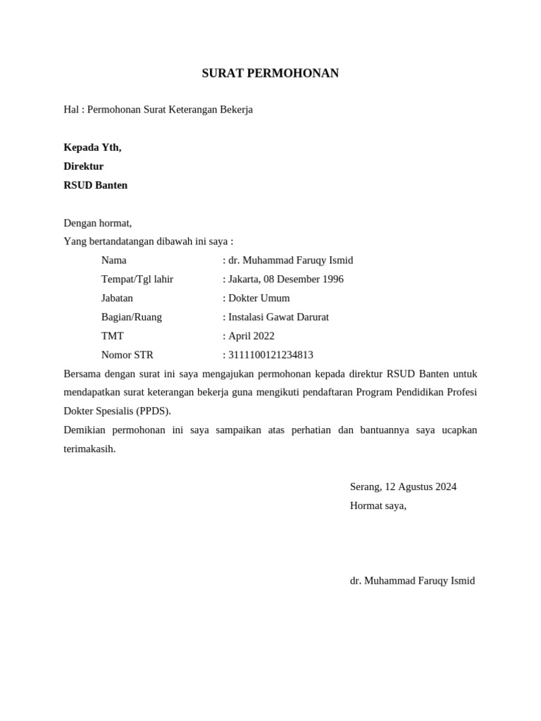 Format SURAT - PERMOHONAN-1 | PDF