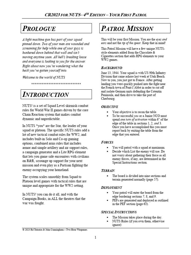 NUTS WW2 Skirmish - Your First Patrol | PDF