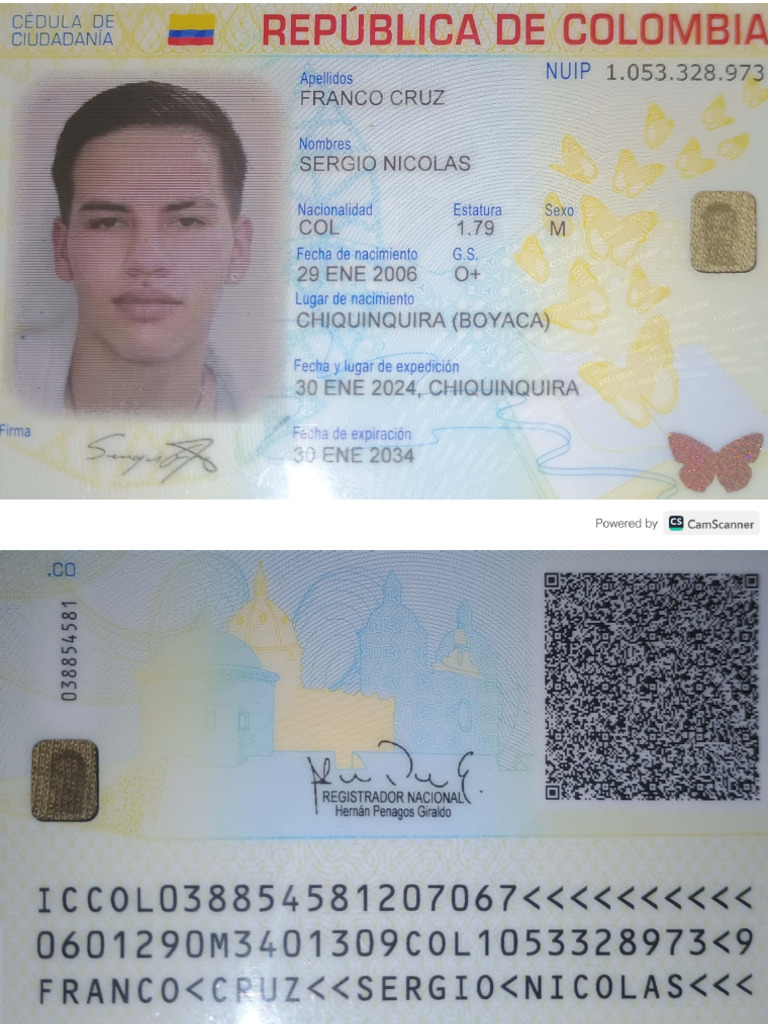 Cédula de Ciudadanía de Sergio Nicolás Franco Cruz - 1 | PDF
