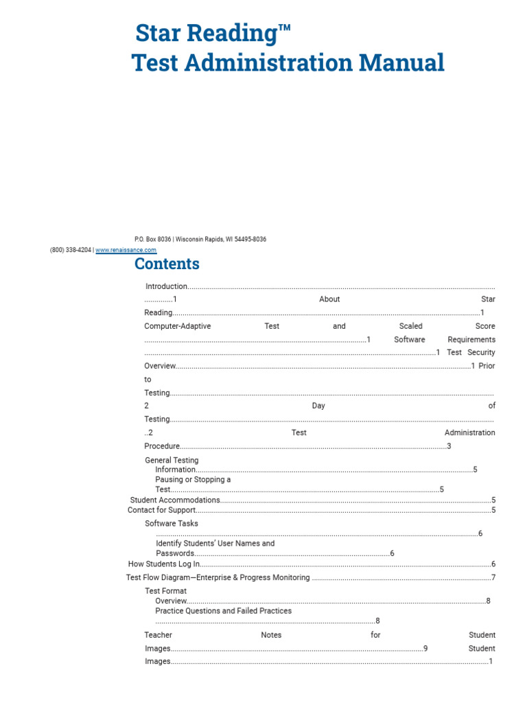 Star Reading Administration Manual | PDF