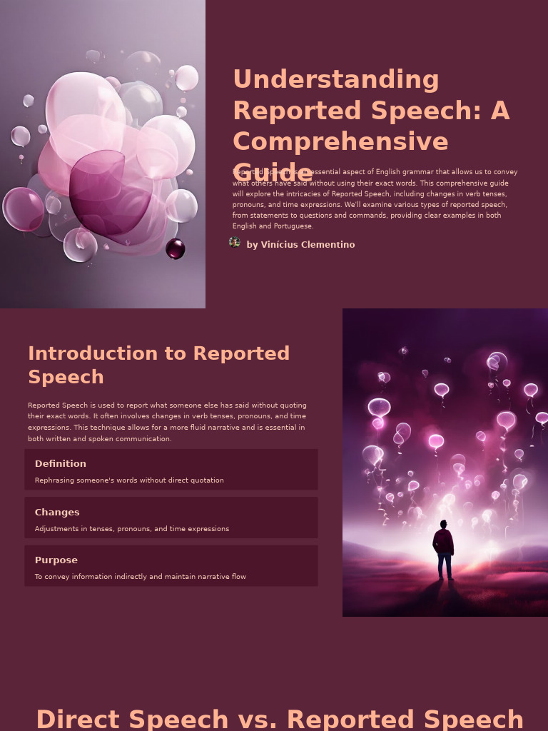 Understanding Reported Speech A Comprehensive Guide | PDF