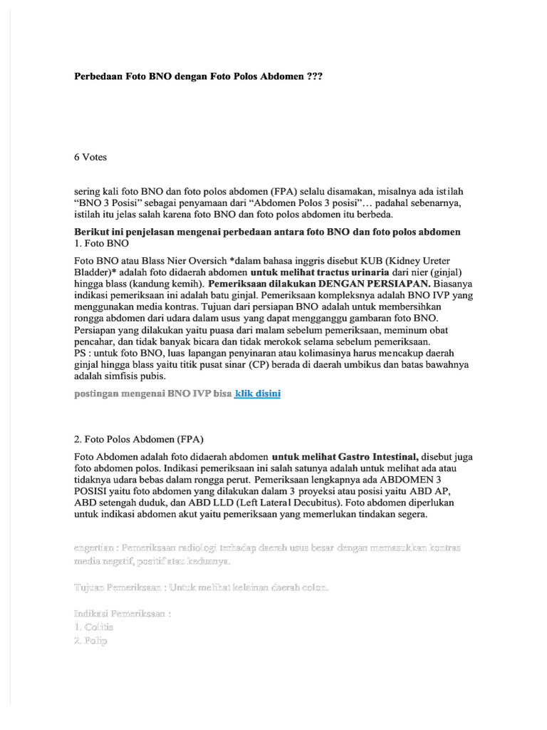 Perbedaan Foto Bno Dengan Foto Polos Abdomendocx | PDF
