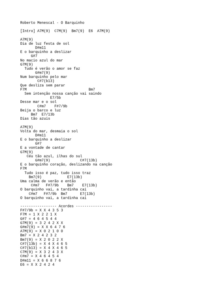 Roberto Menescal - O Barquinho | PDF