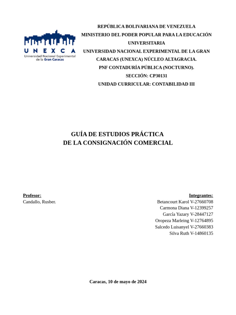 Consignaciones Guia Practica de Estudios | PDF | normas internacionales de INFORMACION ...