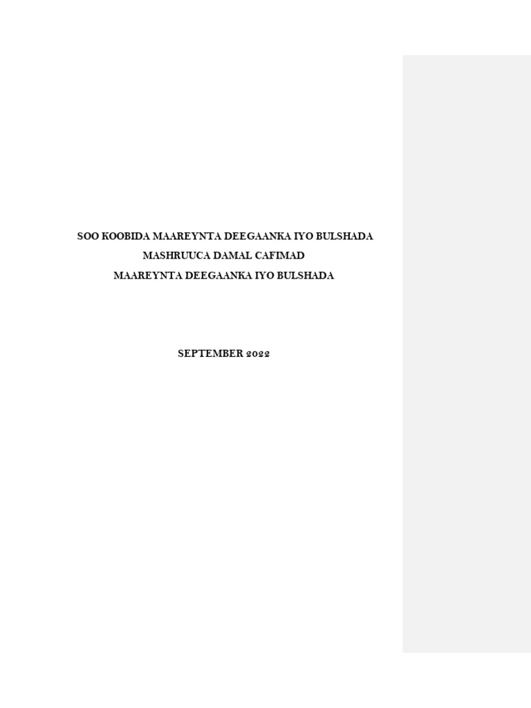 Soo Koobida Maaraynta Deegaanka | PDF