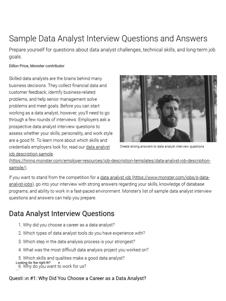 Sample Data Analyst Interview Questions and Answers | PDF