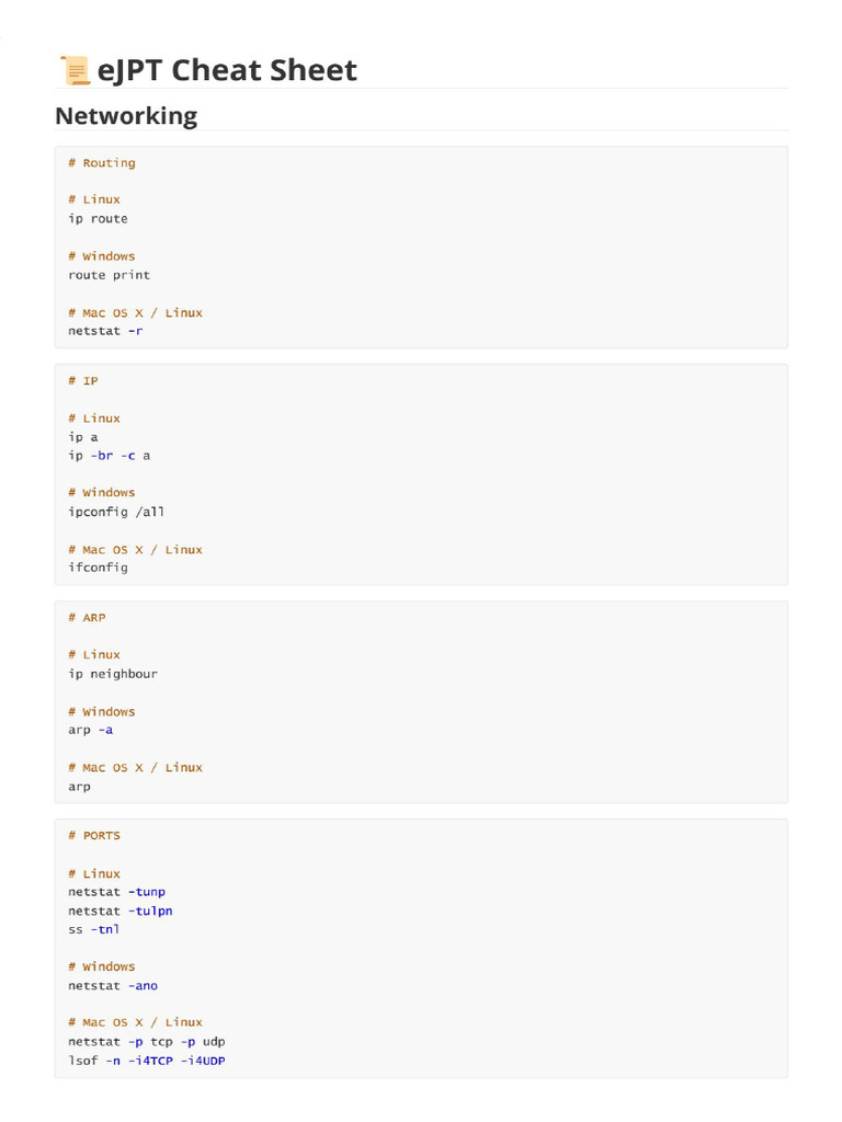 Ejpt-Cheatsheet Nolinks | PDF
